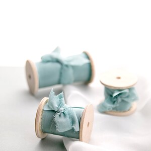 Silk Ribbon on Spool - Sea Green Ribbon - Blue Silk Ribbon - Wedding ...