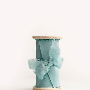Silk Ribbon on Spool - Sea Green Ribbon - Blue Silk Ribbon - Wedding ...