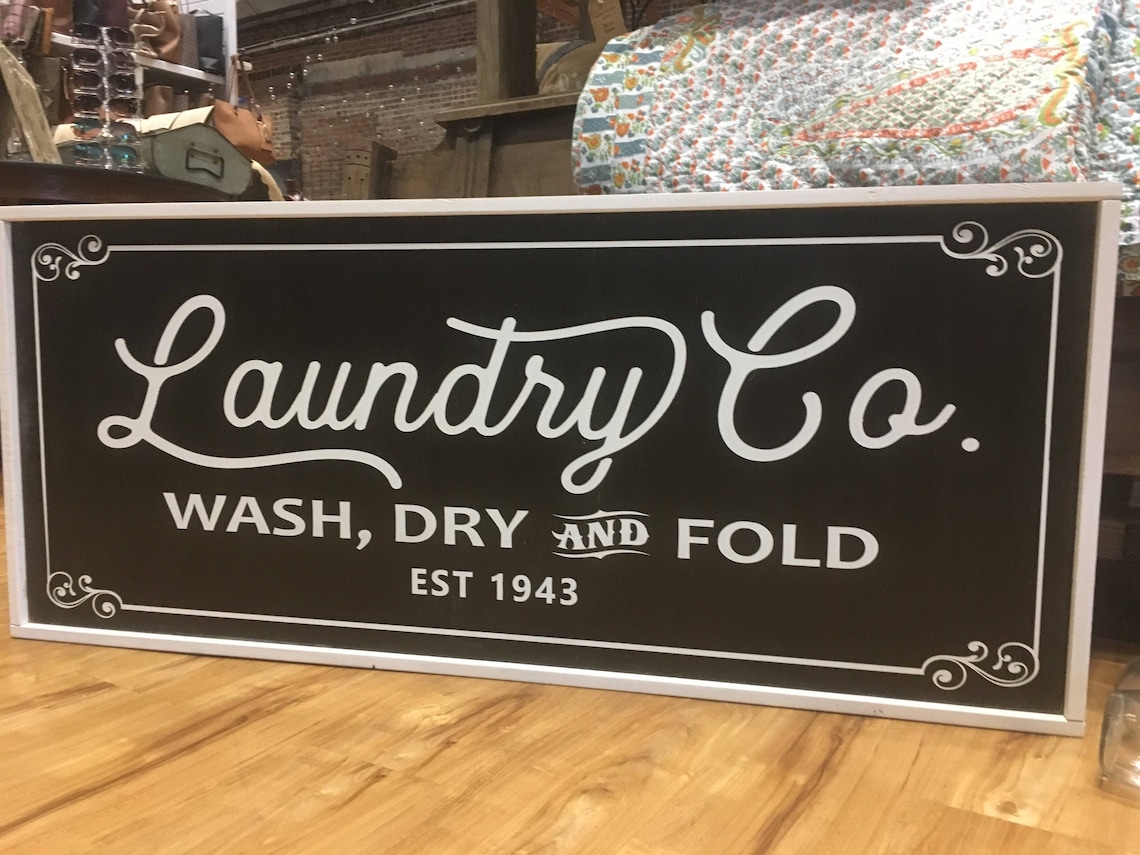 Laundry Co. Letrero de madera Casa de campo Moderna - Etsy México