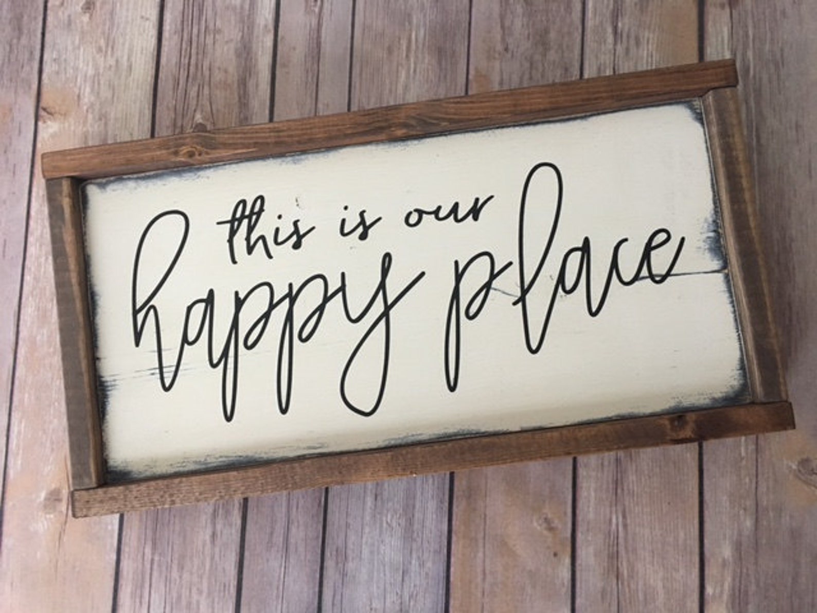 This is our Happy Place Wood Sign | Etsy