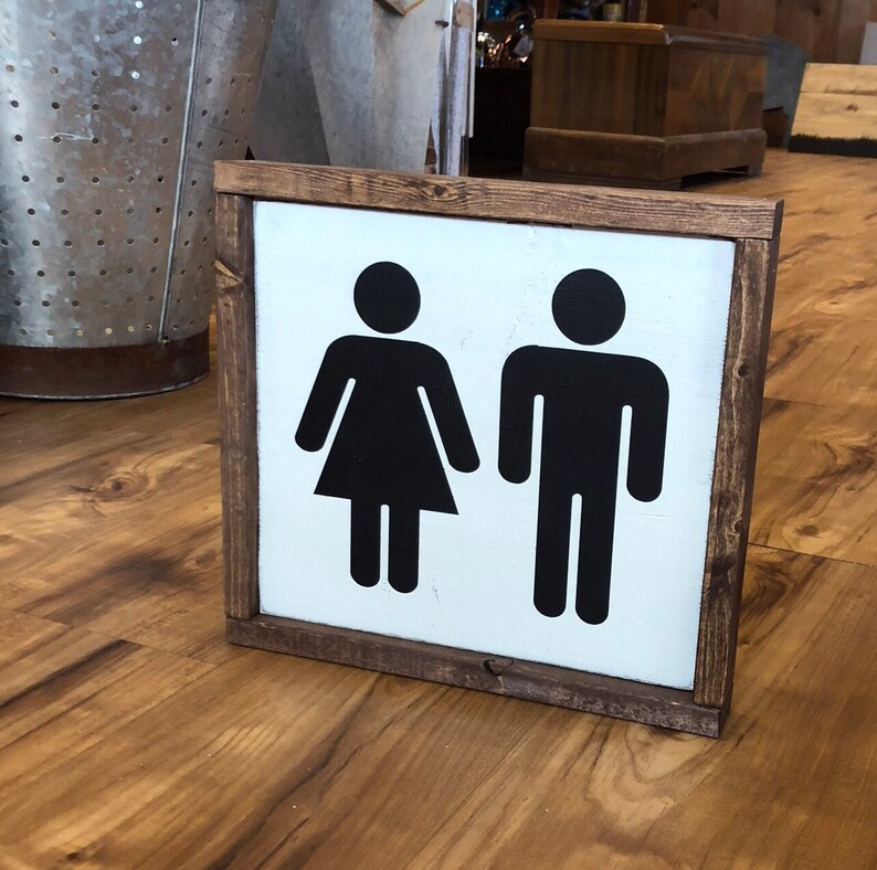 Bathroom Boy and Girl Wood Sign Restroom Modern Decor - Etsy