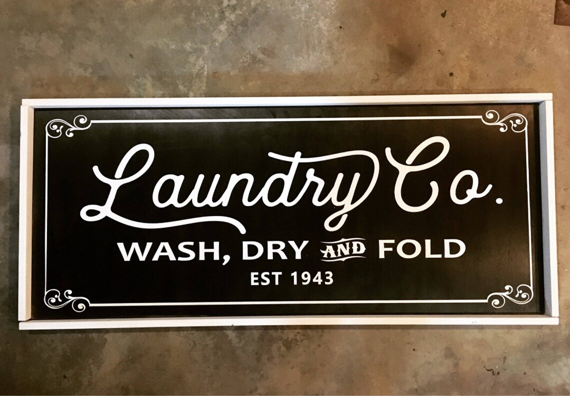 Laundry Co. Letrero de madera Casa de campo Moderna | Etsy