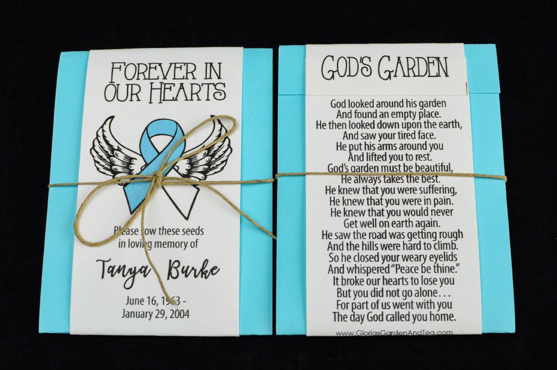 Personalized Memorial Forever in Hearts Seed Packets With Awareness ...