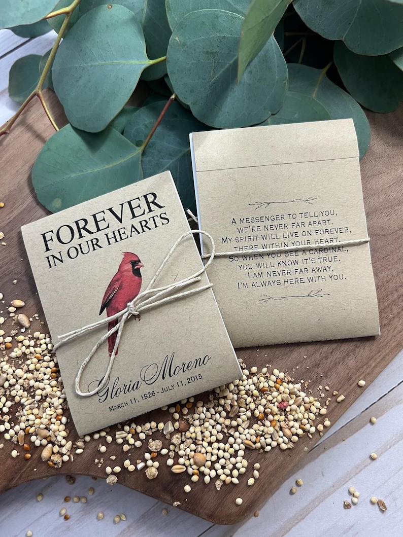 Personalized Memorial Cardinal Bird Seed Packets | Custom Cardinal ...