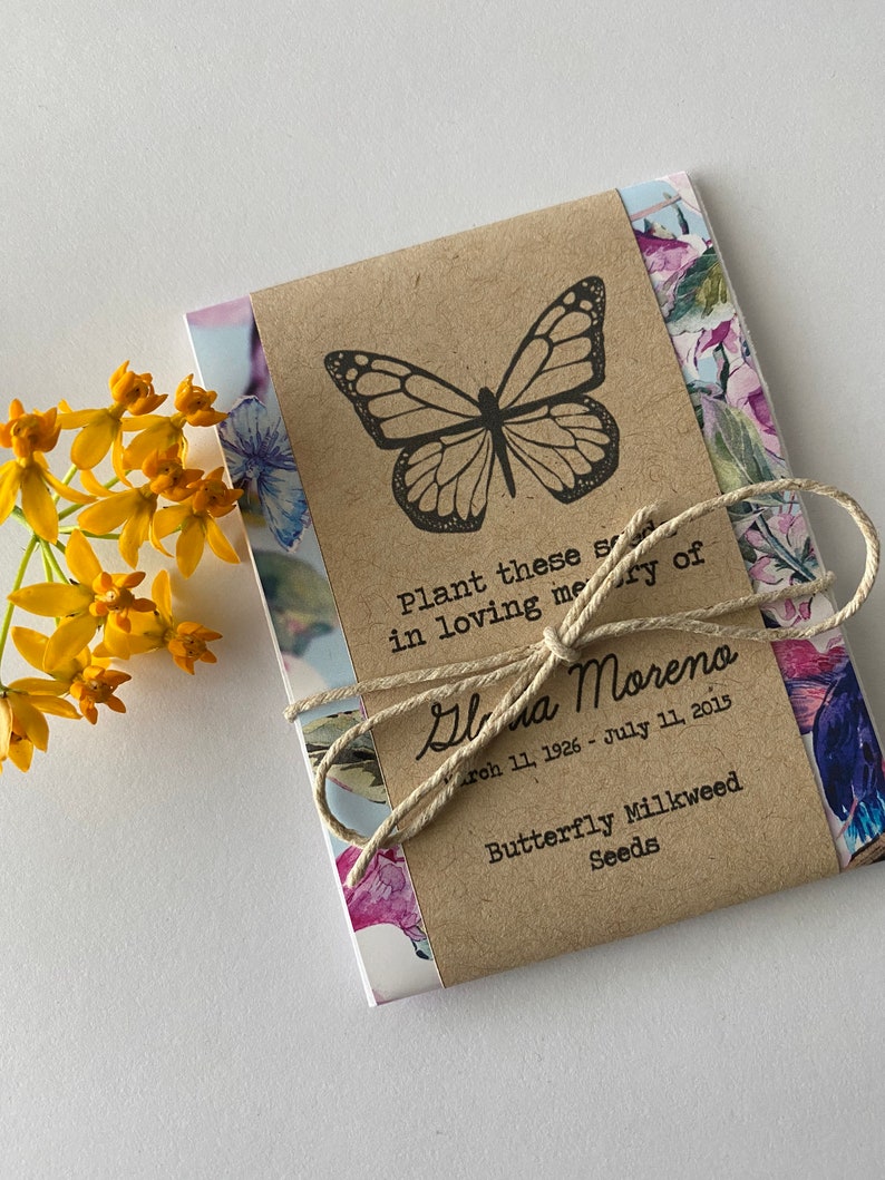 Personalized Memorial Butterfly Milkweed Seed Packets | Butterfly ...