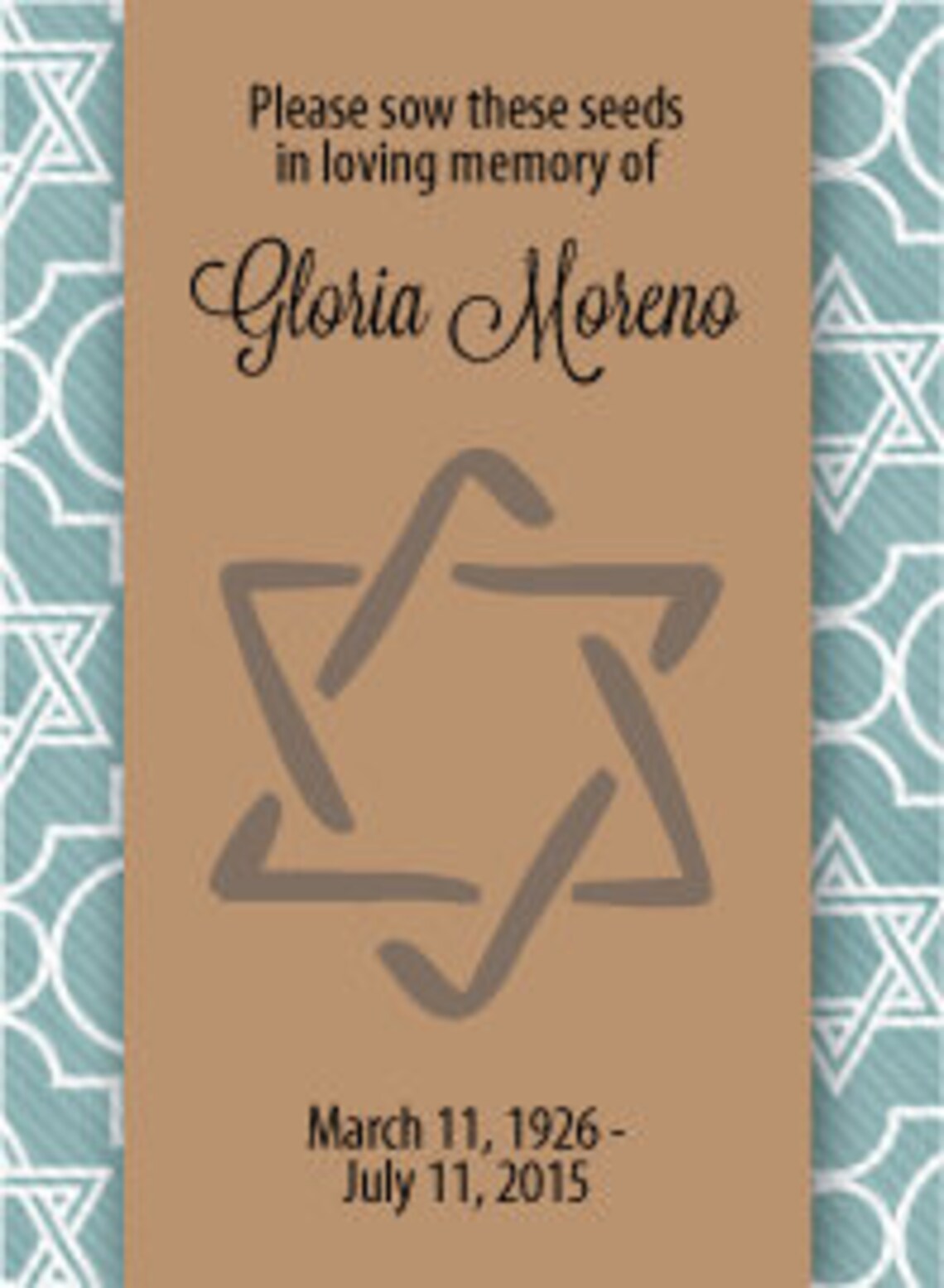 Do-it-yourself Personalized Jewish Memorial Seed Packet Packages With ...