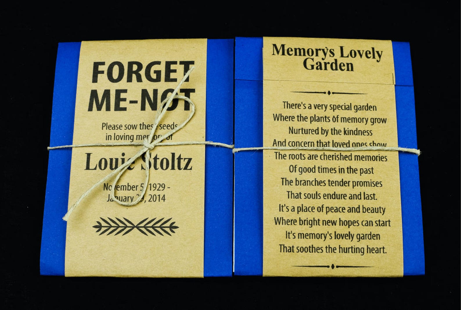 Personalized Memorial Forget-me-not Seed Packets in Navy Blue - Etsy