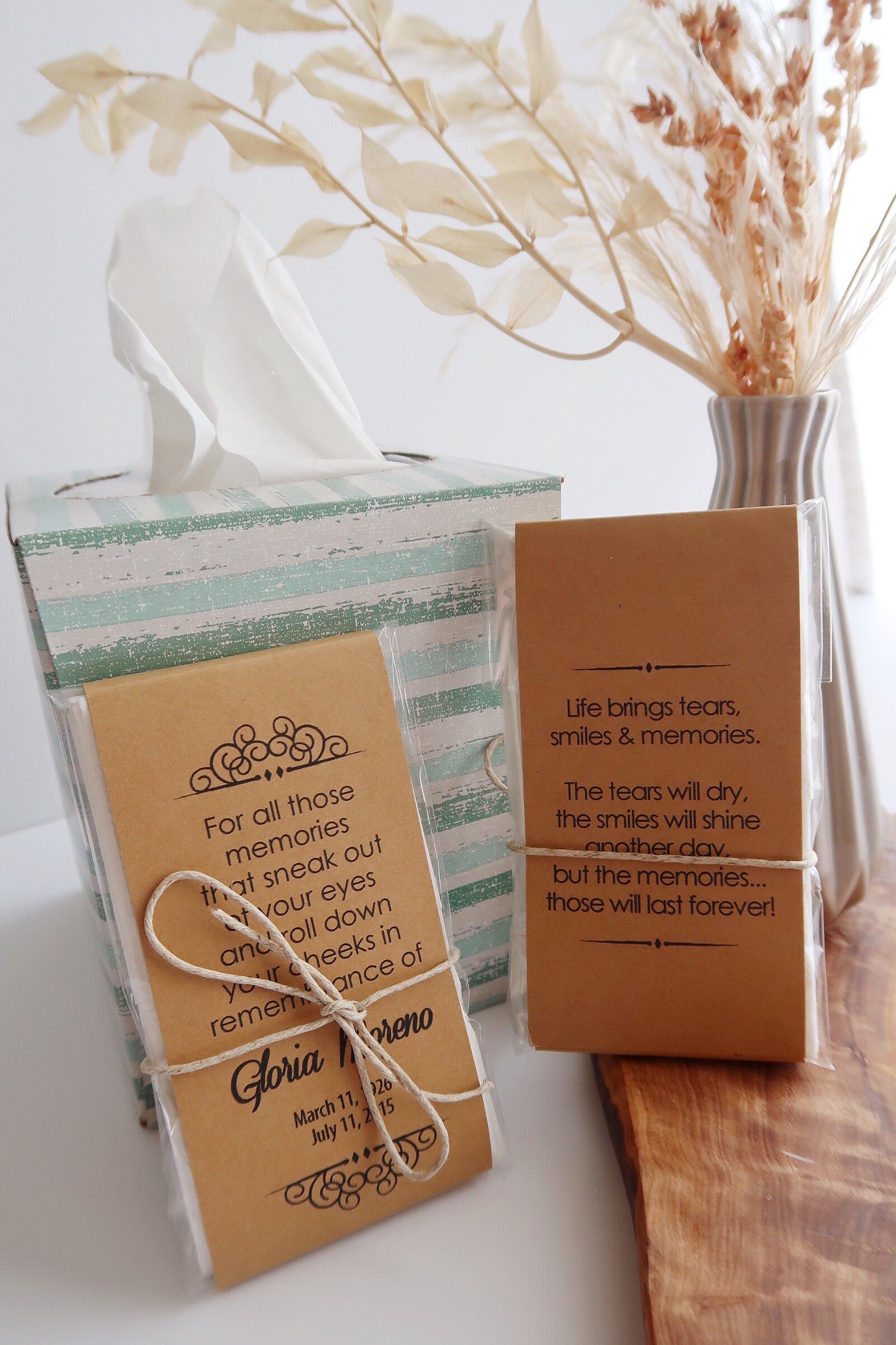 Personalized Memorial Tissue Packs | Funeral Facial Tissue Packets - Etsy