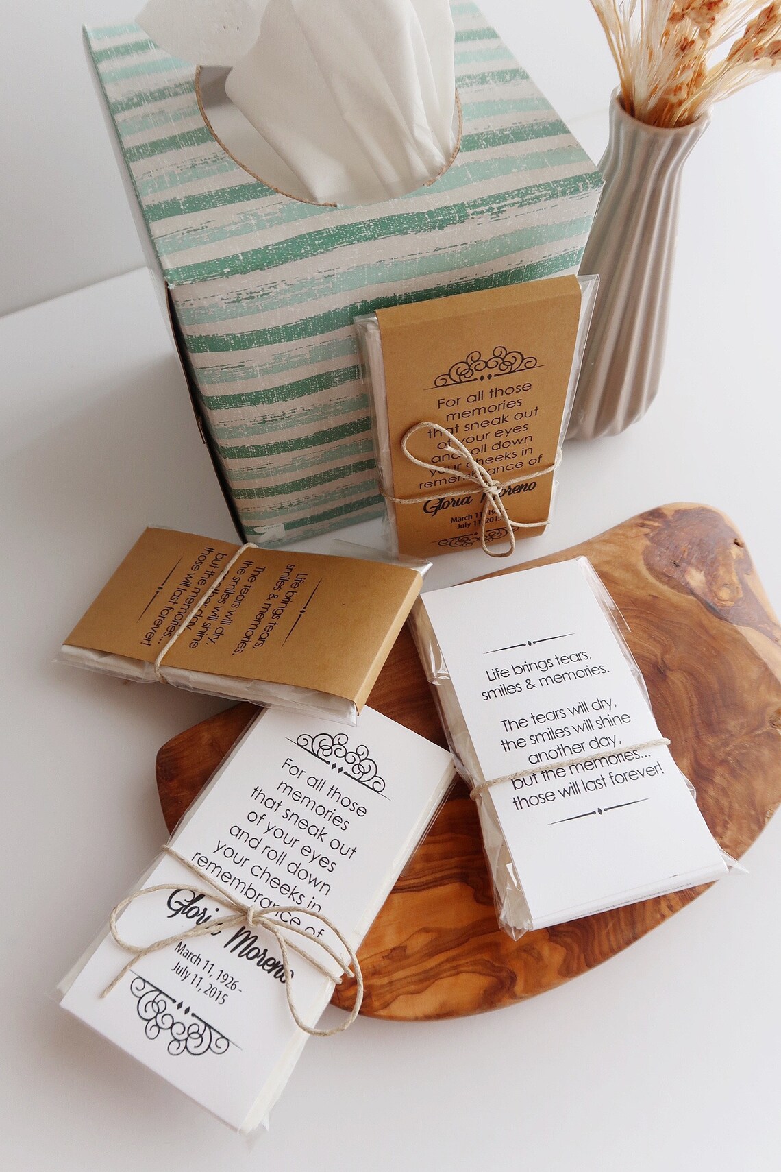Personalized Memorial Tissue Packs | Funeral Facial Tissue Packets - Etsy