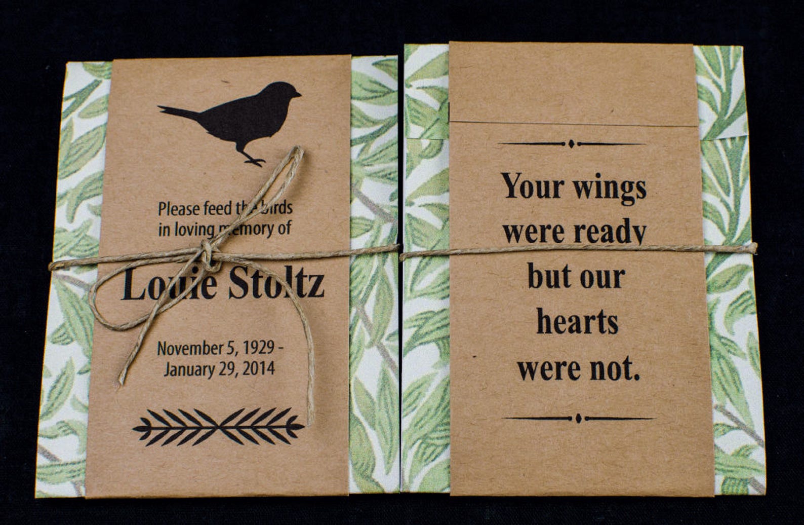 Memorial Bird Seed Packets With Green Foliage - Etsy