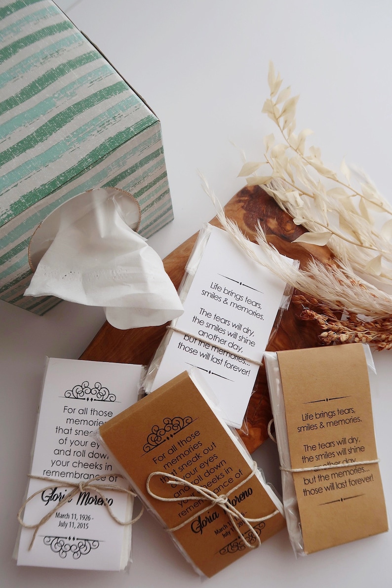 Personalized Memorial Tissue Packs | Funeral Facial Tissue Packets - Etsy