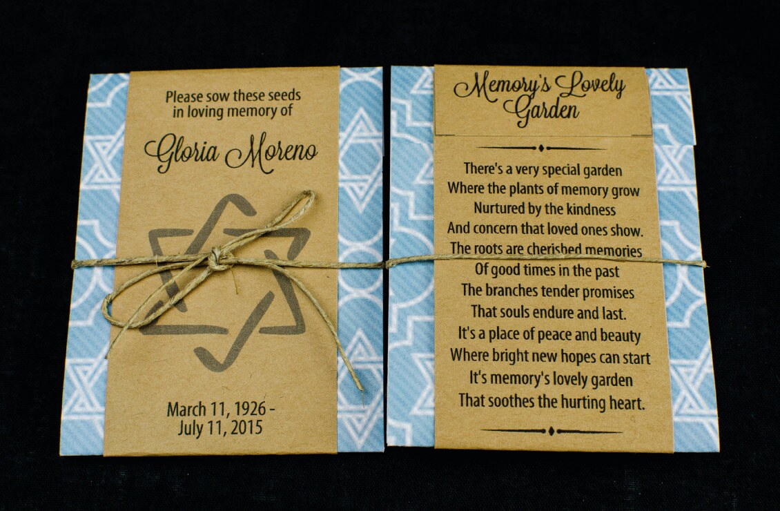 Do-it-yourself Personalized Jewish Memorial Seed Packet Packages With ...