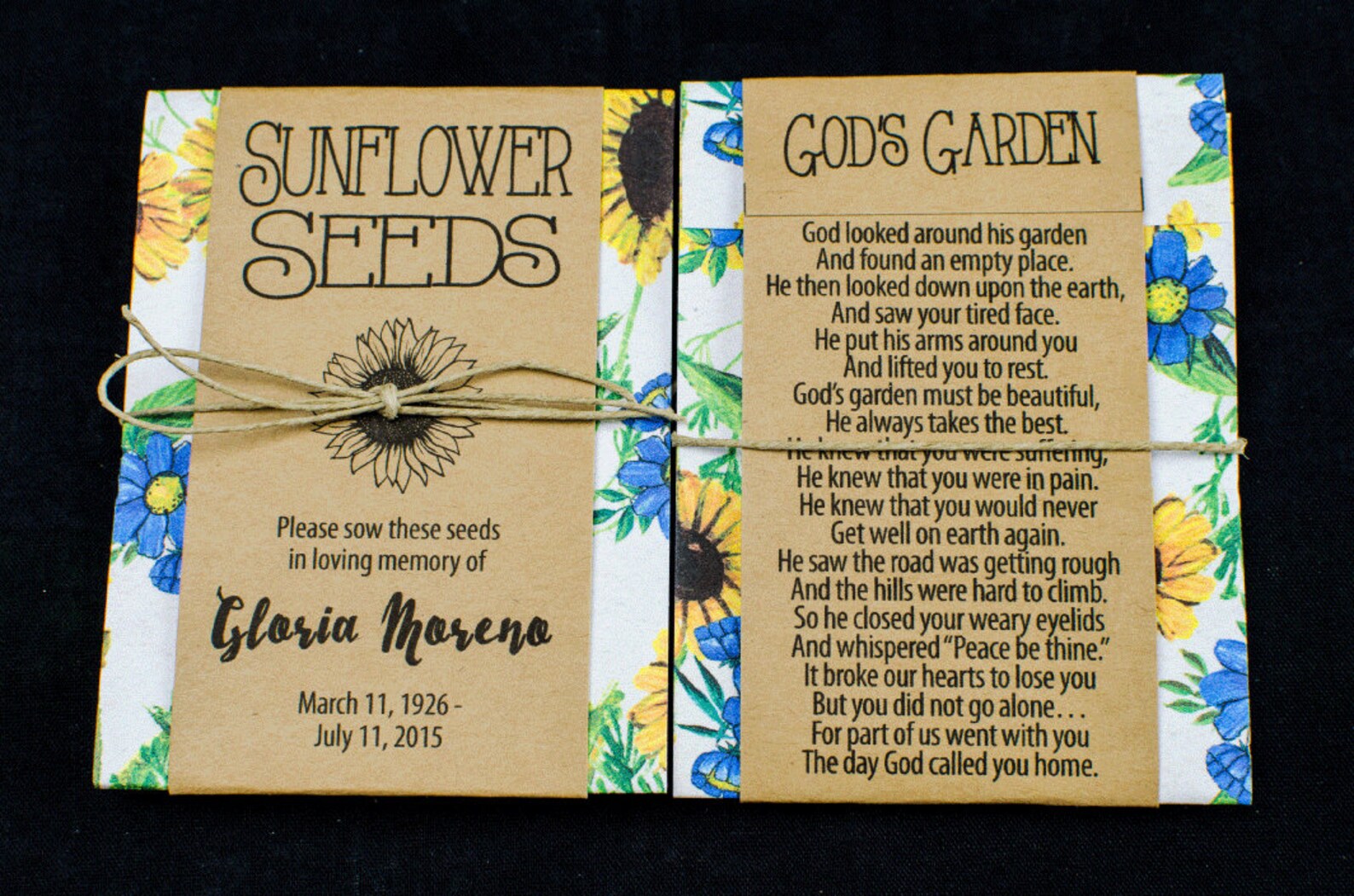 Sunflower Personalized Memorial Seed Packets - Etsy Canada