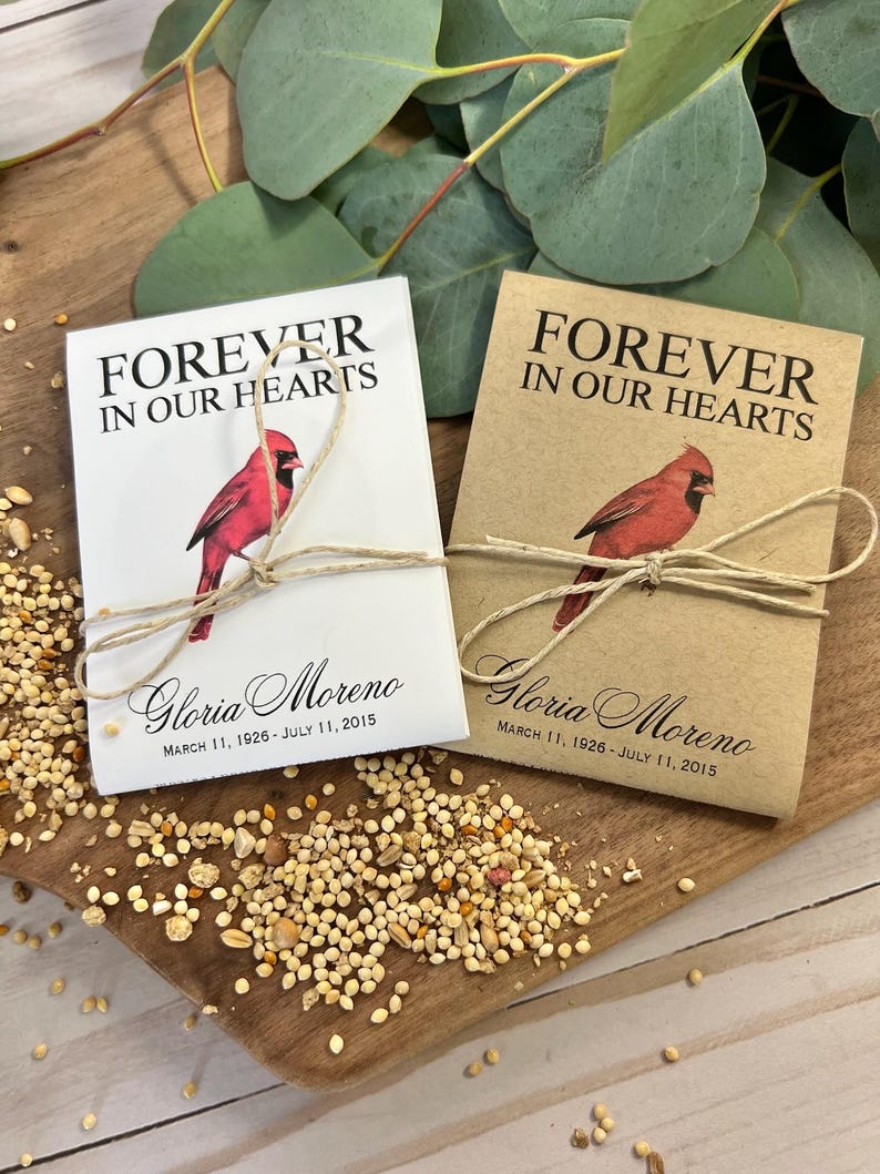 Personalized Memorial Cardinal Bird Seed Packets | Custom Cardinal ...