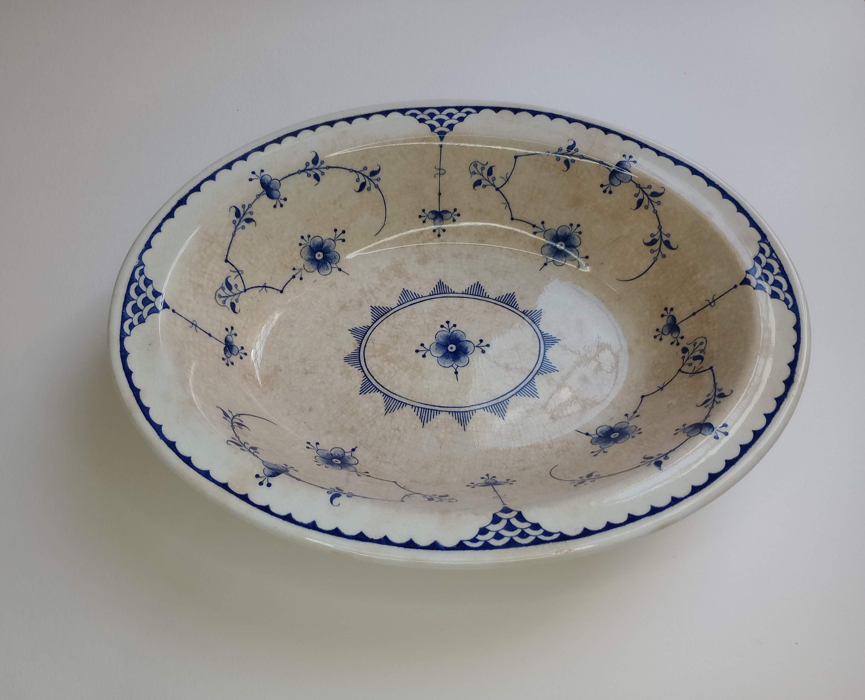 Antique Furnivals Denmark Blue & White Oval Serving Dish - Etsy