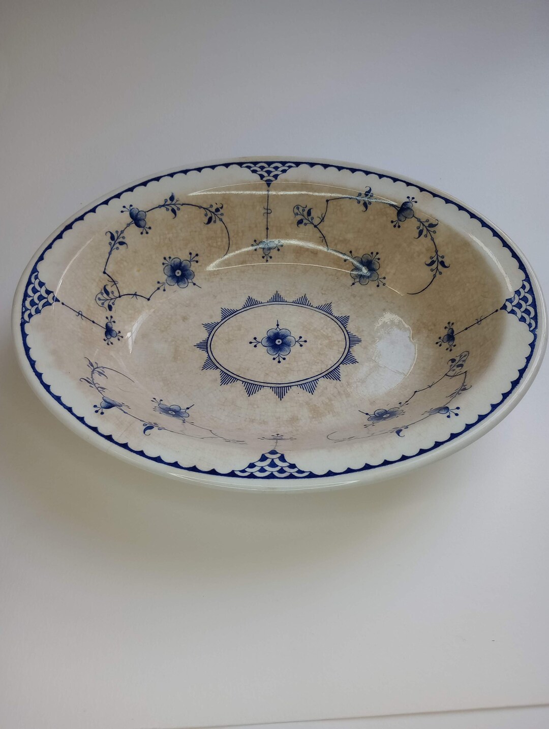 Antique Furnivals Denmark Blue & White Oval Serving Dish - Etsy