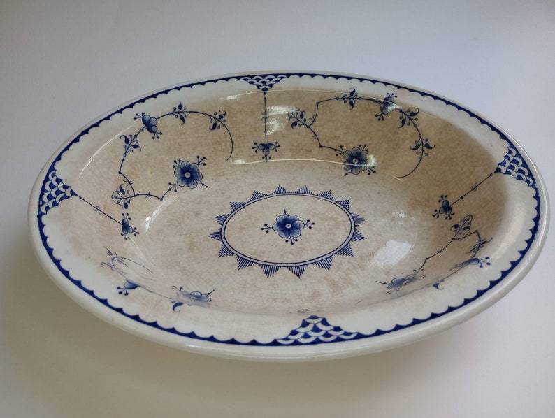 Antique Furnivals Denmark Blue & White Oval Serving Dish - Etsy