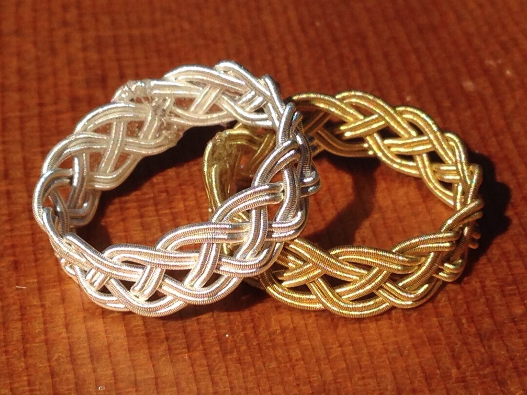 Guitar String Ring or Midi Ring, Gold or Silver Double Braid, 0.030 ...
