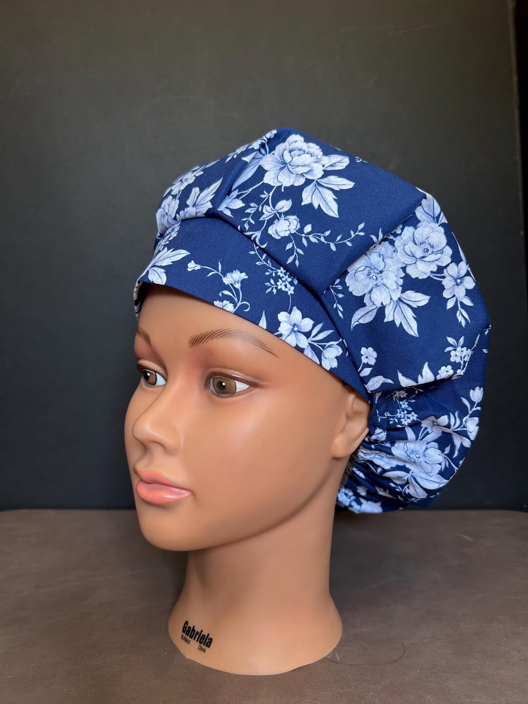 Blue and White Floral Bouffant Surgery Hat - Etsy