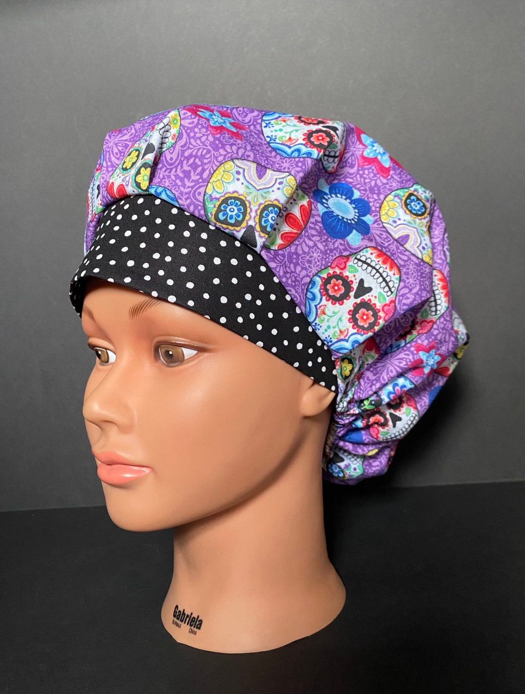 Sugar Skulls on Purple Bouffant Surgical Hat - Etsy