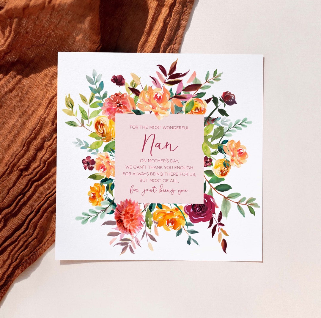 Nan Mother's Day Card, Wonderful Nan, Special Nan, Best Nan, Card for ...