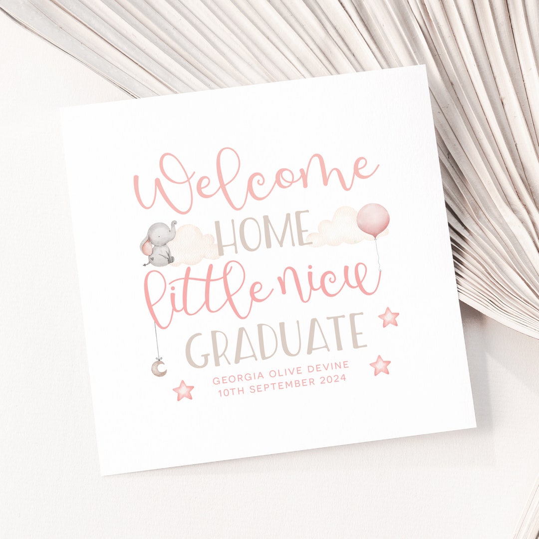 Welcome Home Card for NICU Baby, Blue, Pink or Neutral NICU Graduate ...