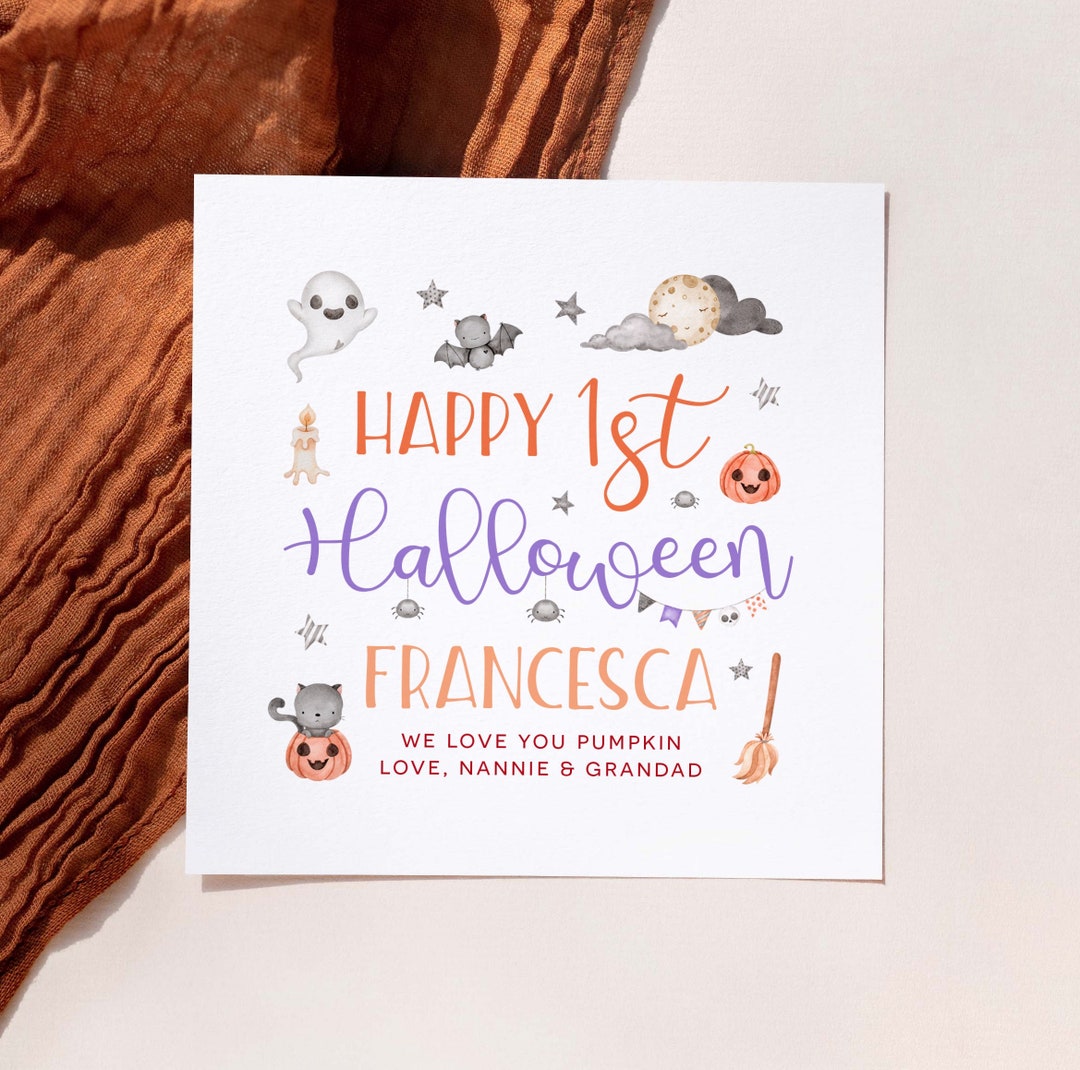 Personalised Happy 1st Halloween Card for Baby Baby's First Halloween ...