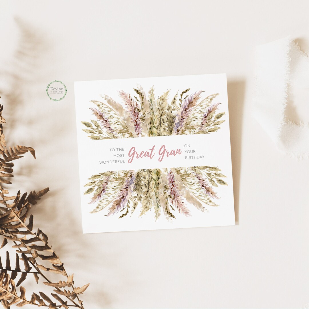 Great Gran Birthday Card Boho Card for A Wonderful Great - Etsy