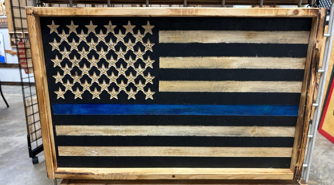 Blueline (carved) Flag - Etsy