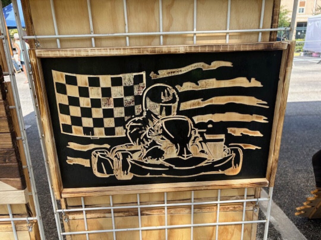 Go Cart Flag (carved) - Etsy