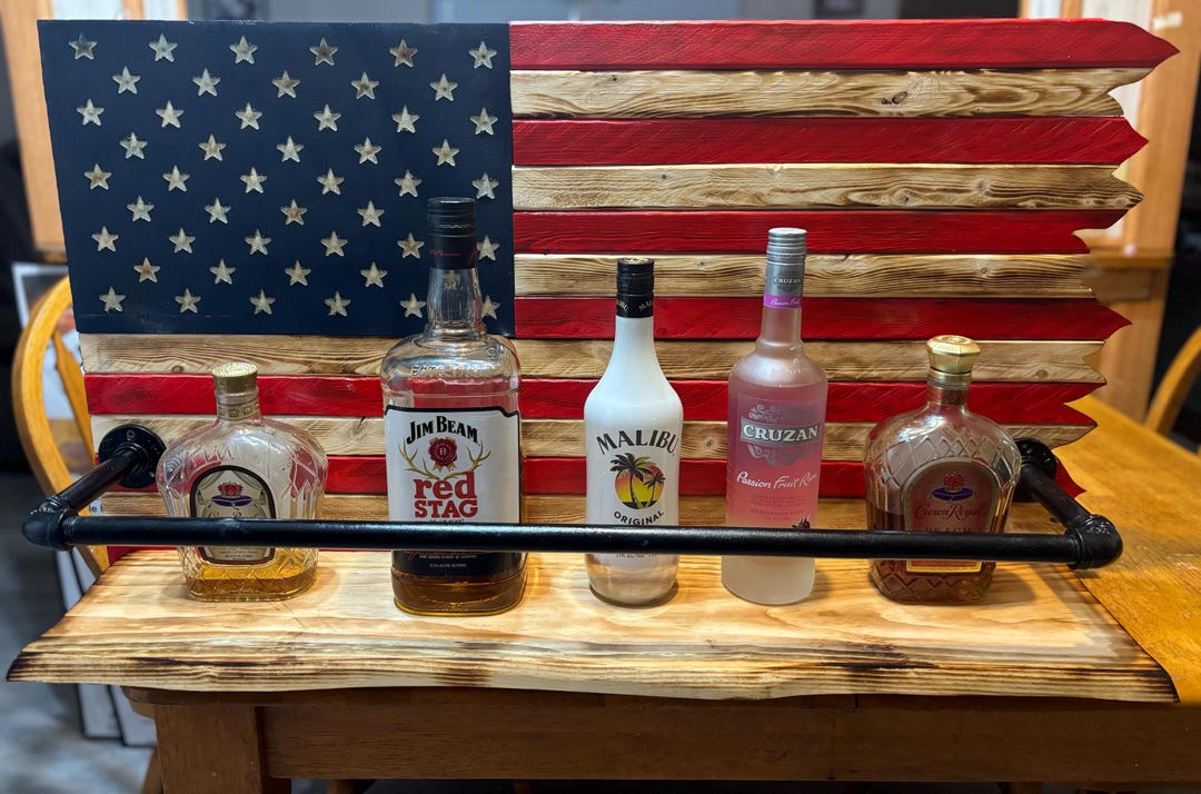 American Flag Bar Holding Shelf (carved) Flag - Etsy