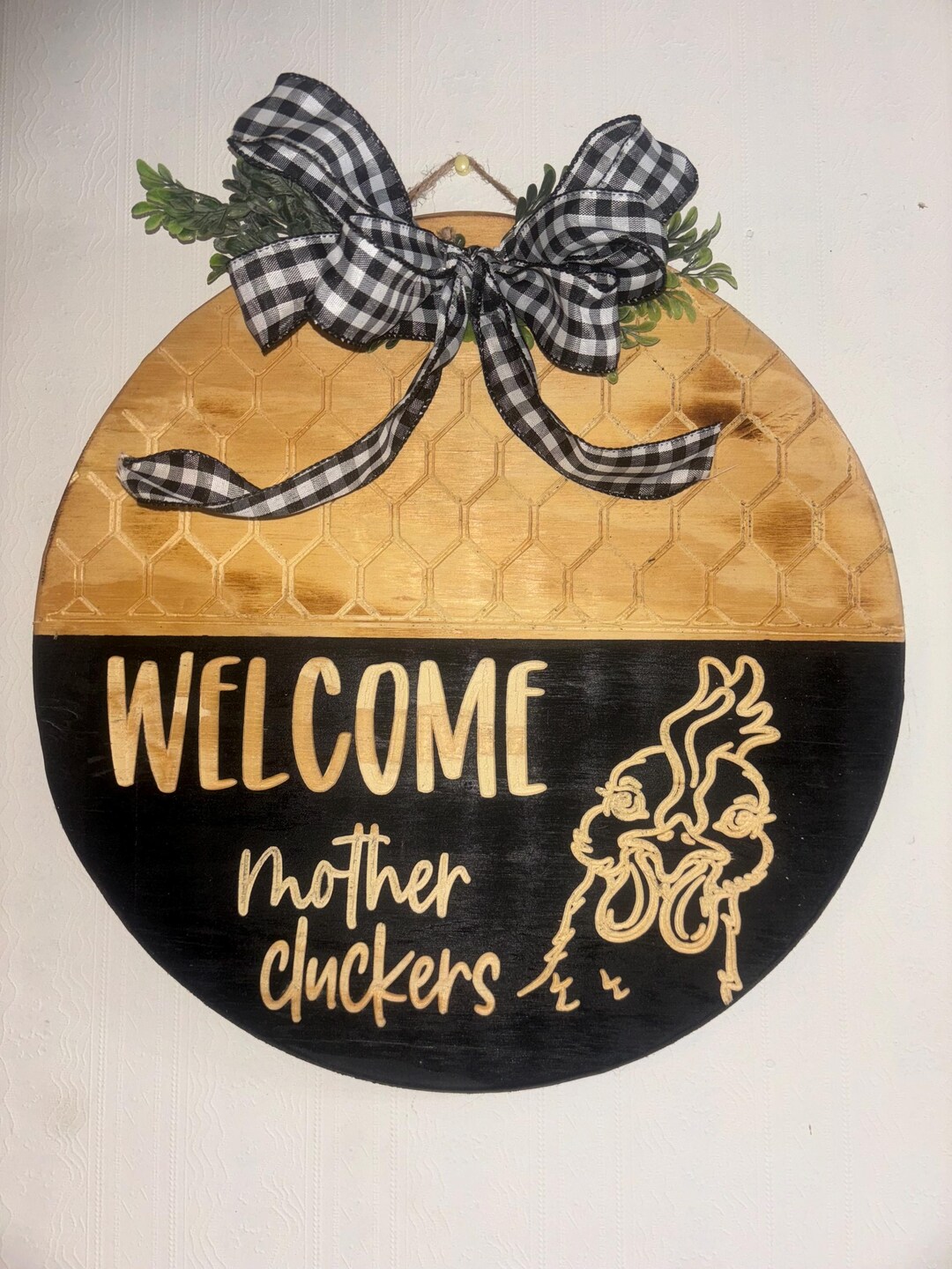 Welcome Mother Cluckers Door Sign - Etsy