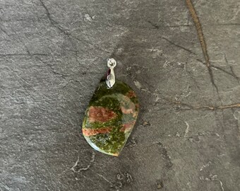Sterling Silver Unakite Pendant - Etsy