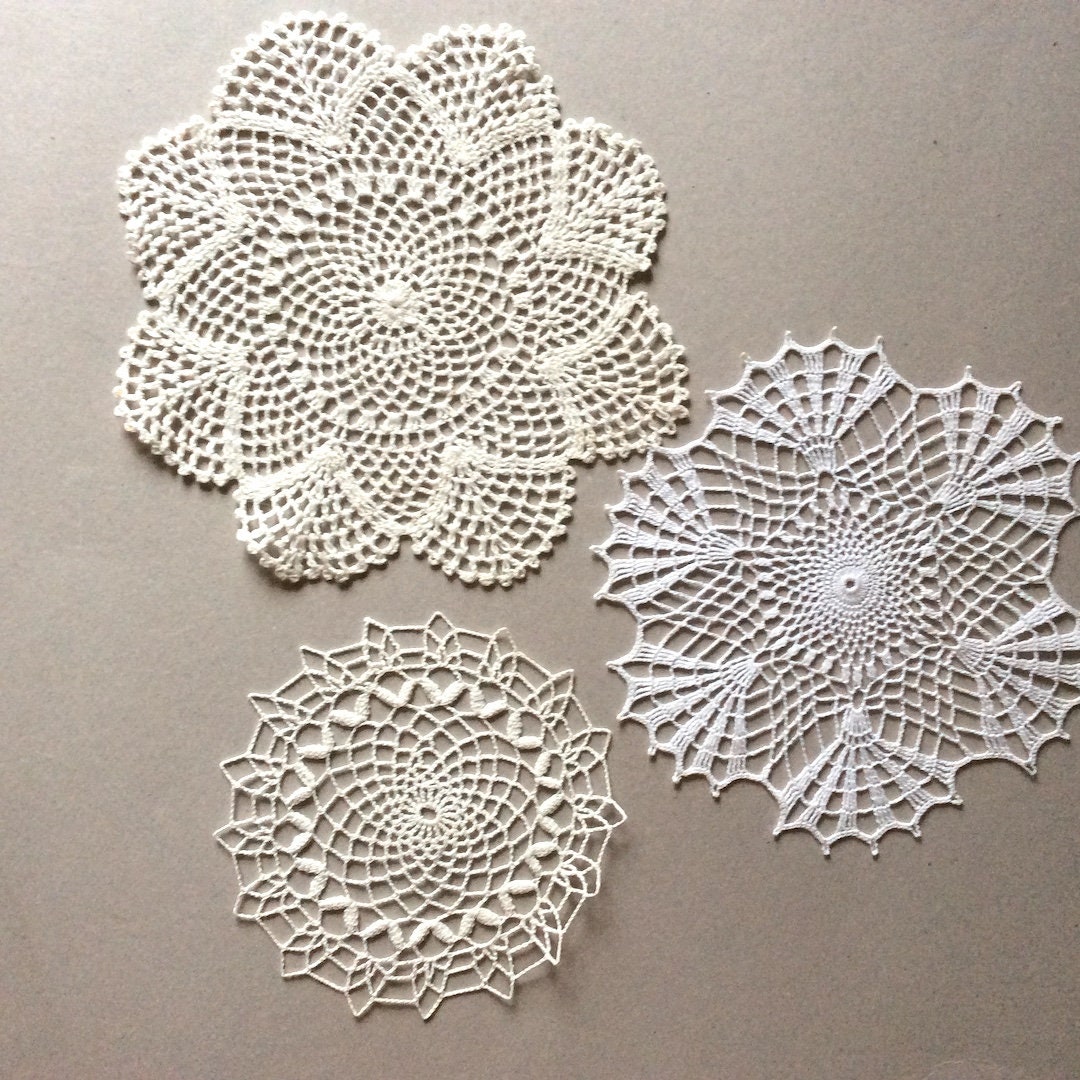 Vtg Lot of 3 Small DOILIES CROCHETED 6 8 9 Washed Starched STRETCHED - Etsy
