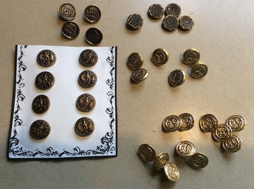 Lot of 34 GOLD TONE BUTTONS Shank Crown Eagle Shield / Shank - Etsy