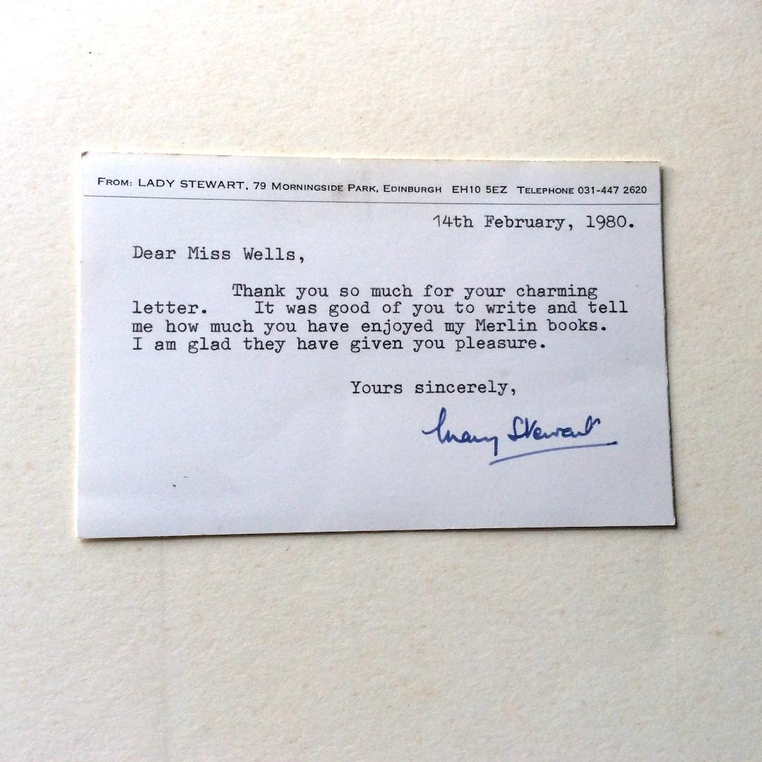 Lady MARY STEWART Author of Merlin Trilogy /original Personal POSTCARD ...