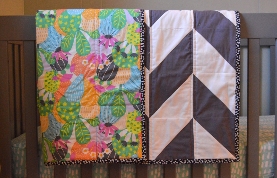 Cactus and Herringbone Throw Quilt - Etsy
