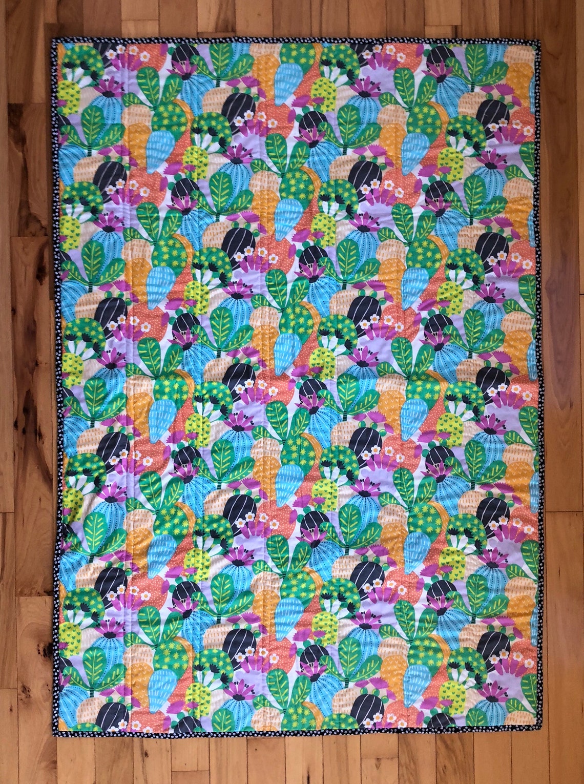 Cactus and Herringbone Throw Quilt - Etsy