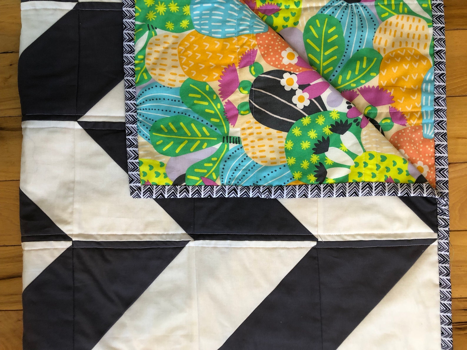 Cactus and Herringbone Throw Quilt - Etsy