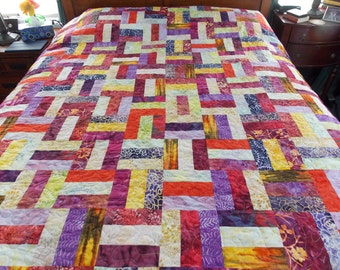 Batik Rail Fence Quilt - Etsy