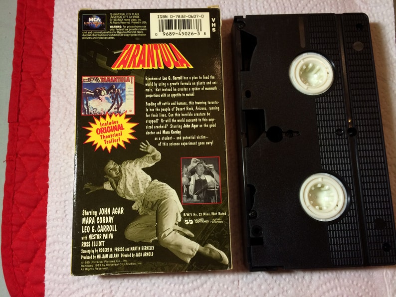TARANTULA John Agar, Mara Corday VHS Tape B&W 1HR 21 MINS 1955/88 N/R ...