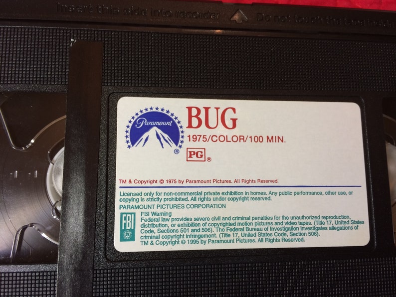 BUG- BRADFORD Dillman Joanna Miles VHS Tape 100 Mins 1975/95 Color Pg ...