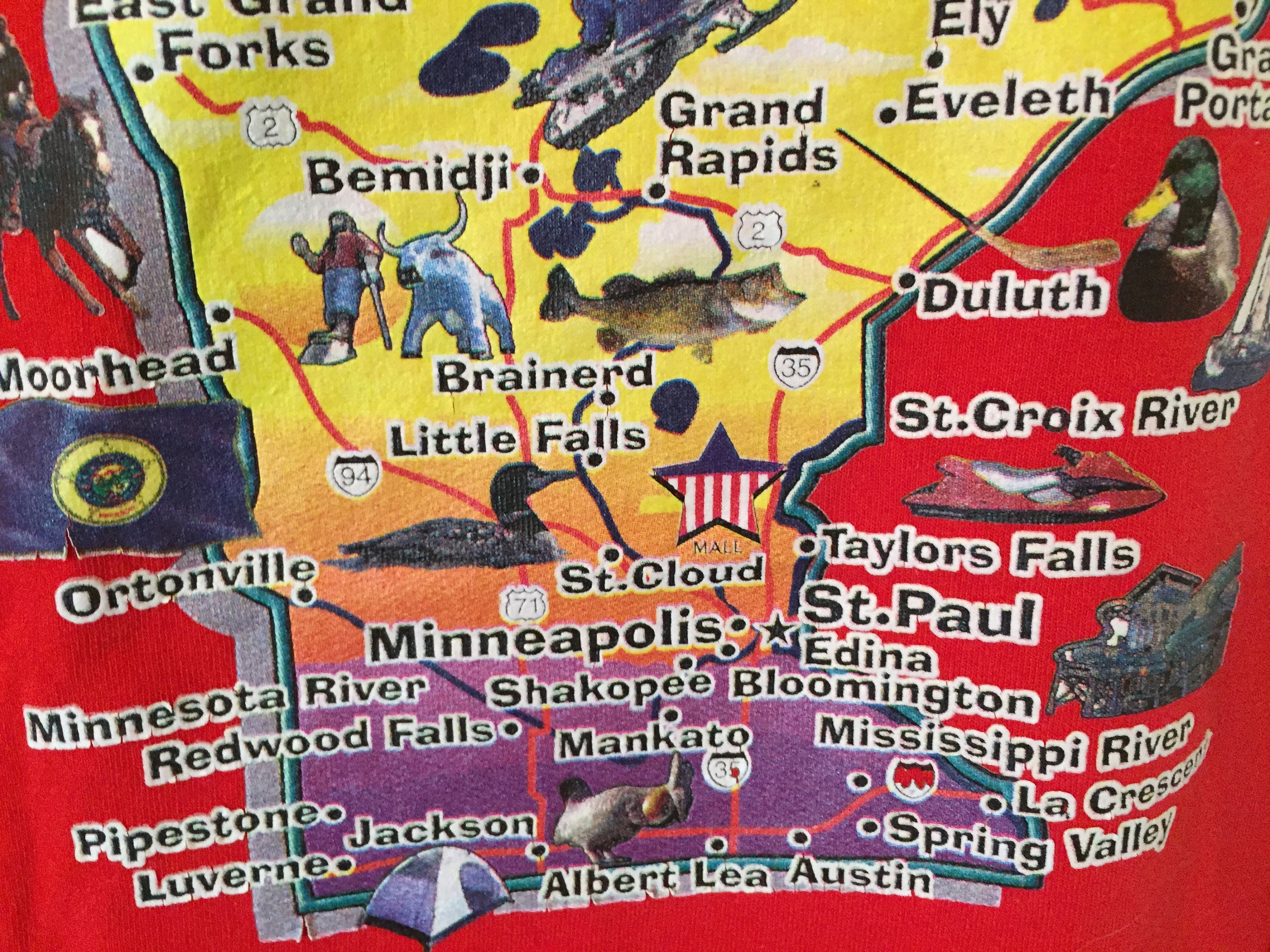 MINNESOTA LAND of 10,000 Lakes - State Map -t-shirt Adult Xl Z - Etsy