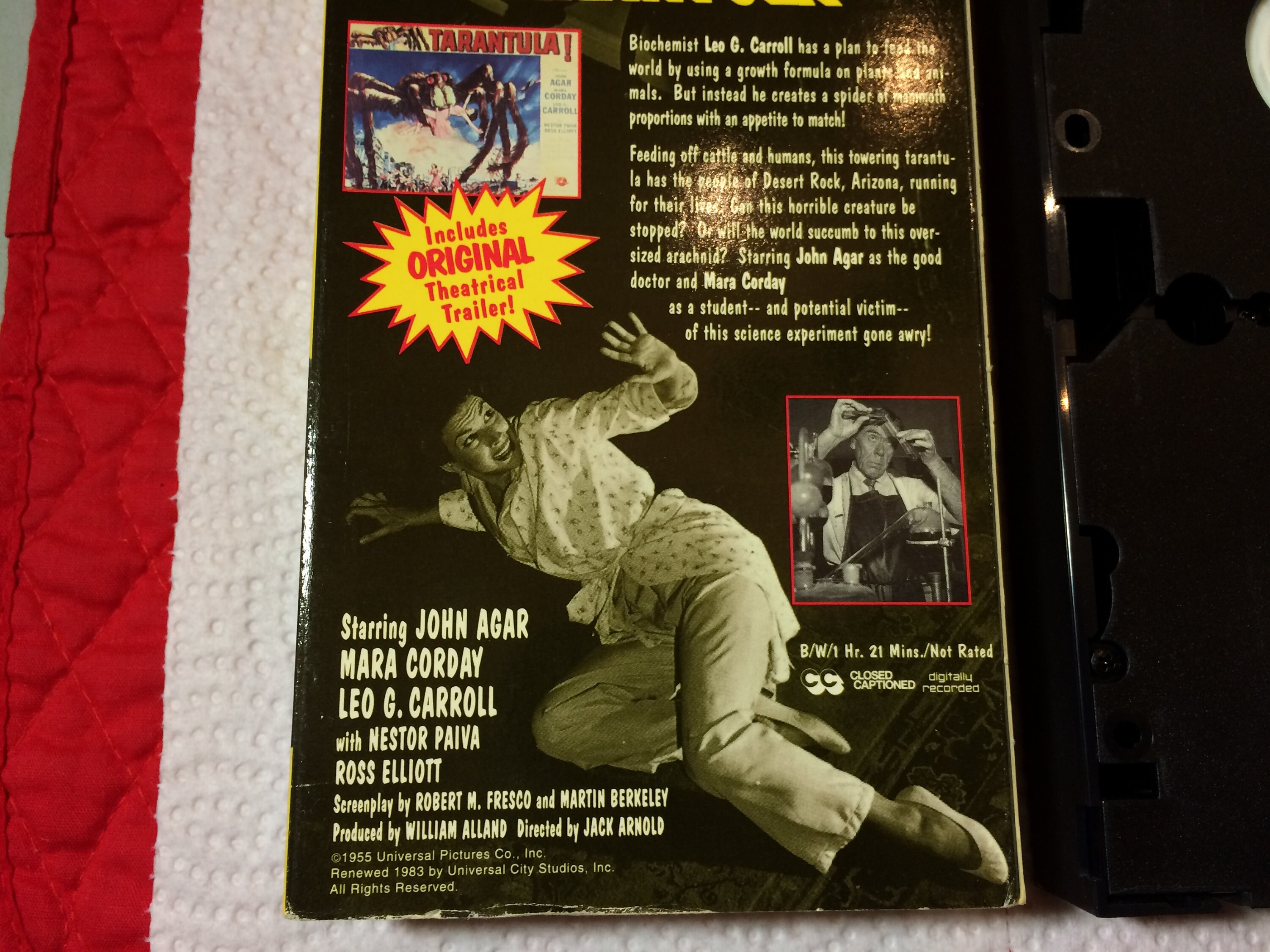 TARANTULA John Agar, Mara Corday VHS Tape B&W 1HR 21 MINS 1955/88 N/R ...