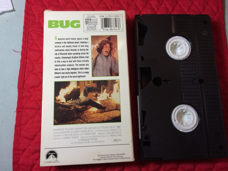 BUG BRADFORD Dillman Joanna Miles VHS Tape 100 Mins 1975/95 Color Pg ...