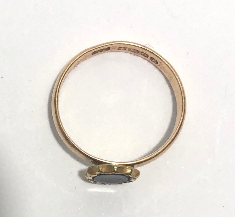 Antique Victorian 18K Yellow Gold Ring Band Black Onyx 1.83g Rolled Gold Setting Size 6 - Etsy ...
