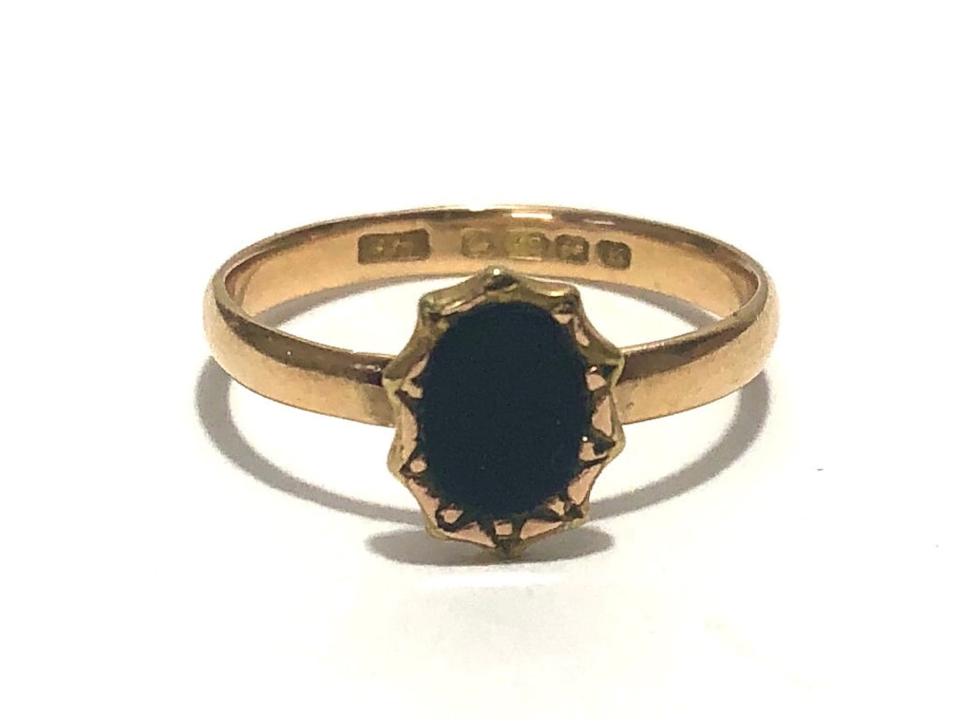 Antique Victorian 18K Yellow Gold Ring Band Black Onyx 1.83g Rolled Gold Setting Size 6 - Etsy ...