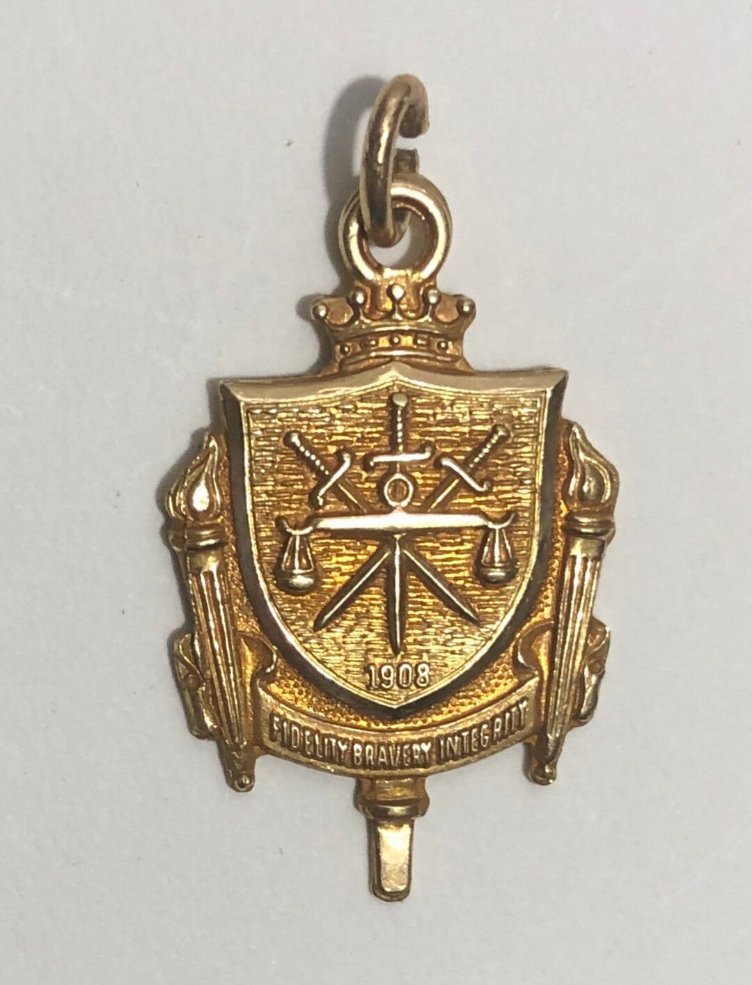 Vintage 10K Gold FBI Charm Pendant 1974 Sword Scale 5.2g Bracelet ...