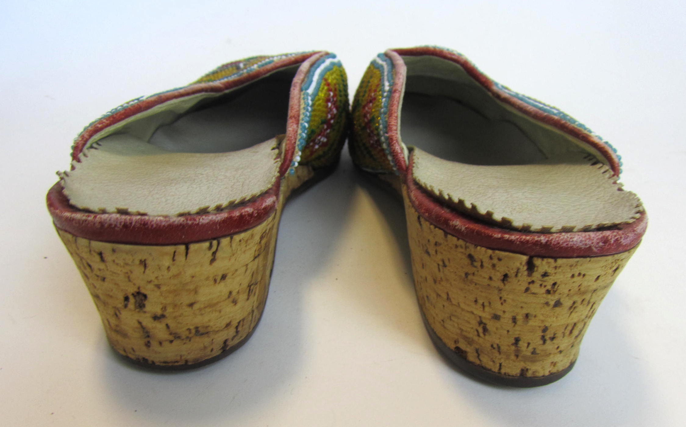 Vintage Beaded Shoes Uzbek Afghanistan Birds Cork Heels Turkish Rug ...