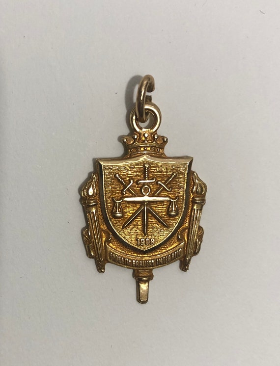 Vintage 10K Gold FBI Charm Pendant 1974 Sword Scale 5… - Gem